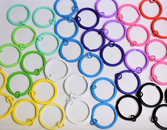 Coloured Keyrings Spray Painted Brass Split Rings Colourful | Etsy UK