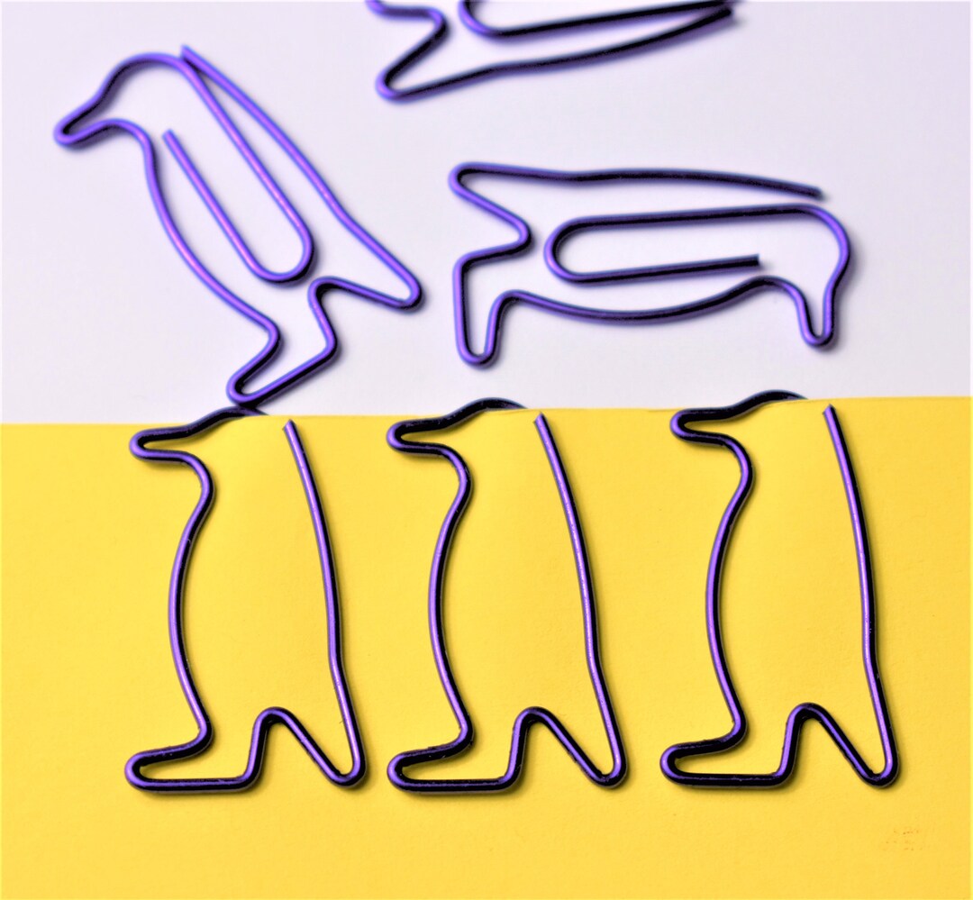 6 Penguin Paper Clips Purple Paper Clips - Etsy