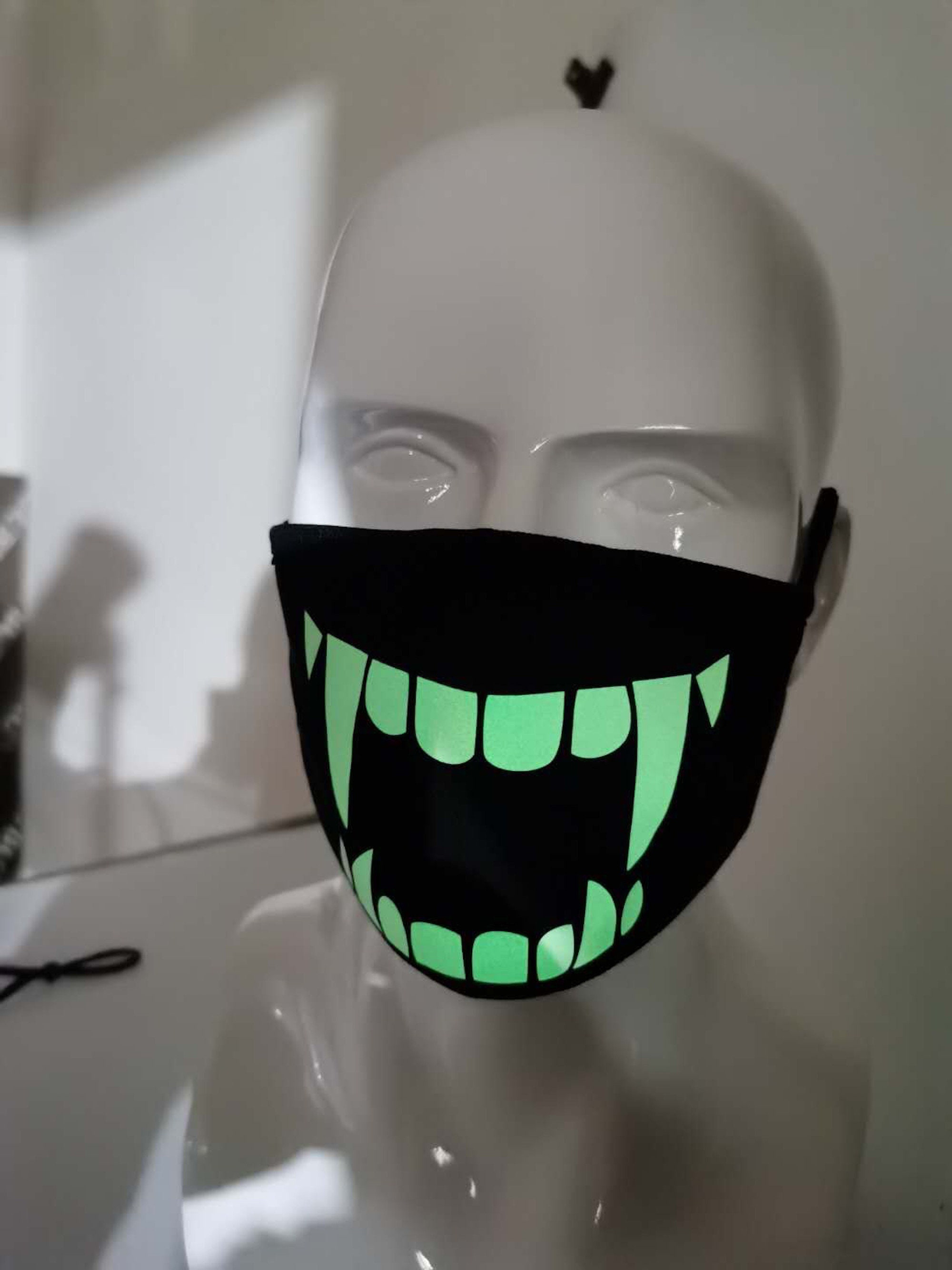Face Mask Black and White Glow in the Dark Teeth Mask - Etsy