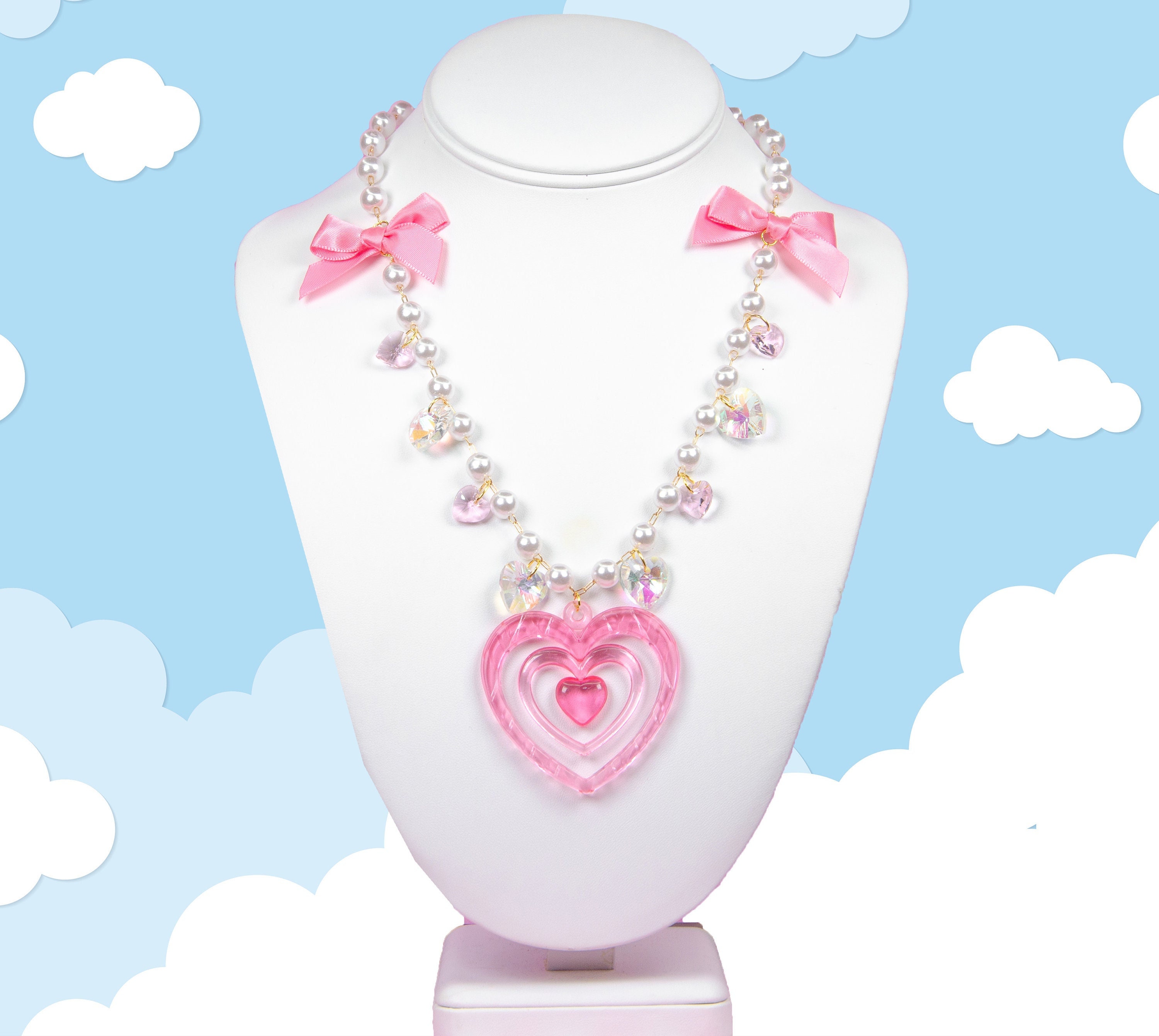 Magical Girl Crystal Heart Cystal Statment Necklace Charm - Etsy