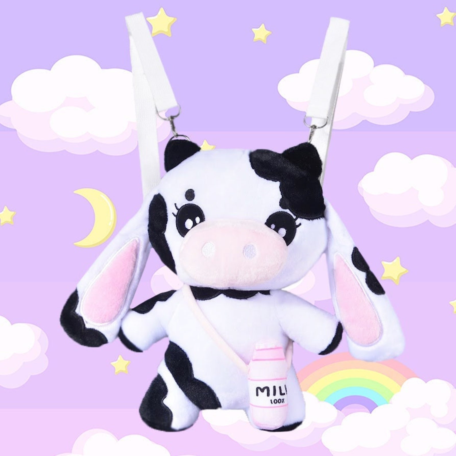 Cow Bag Backpack Kawaii Bag Cute Stuffed Animal Plush Women - Etsy