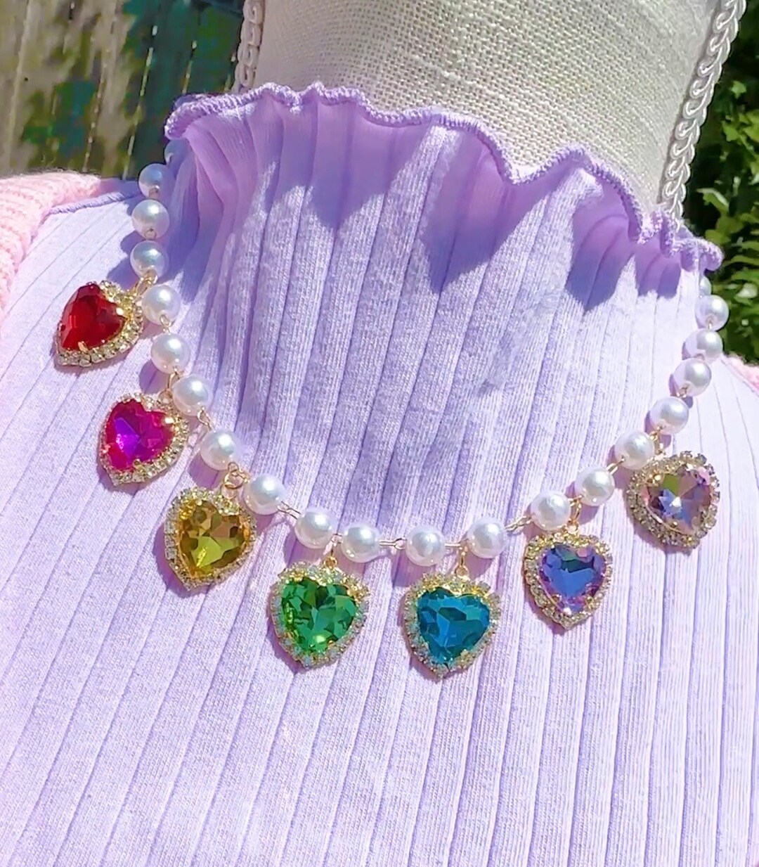 Rainbow Crystal Heart, Rainbow Heart Charm, LGBTQ , Pride Necklace ...