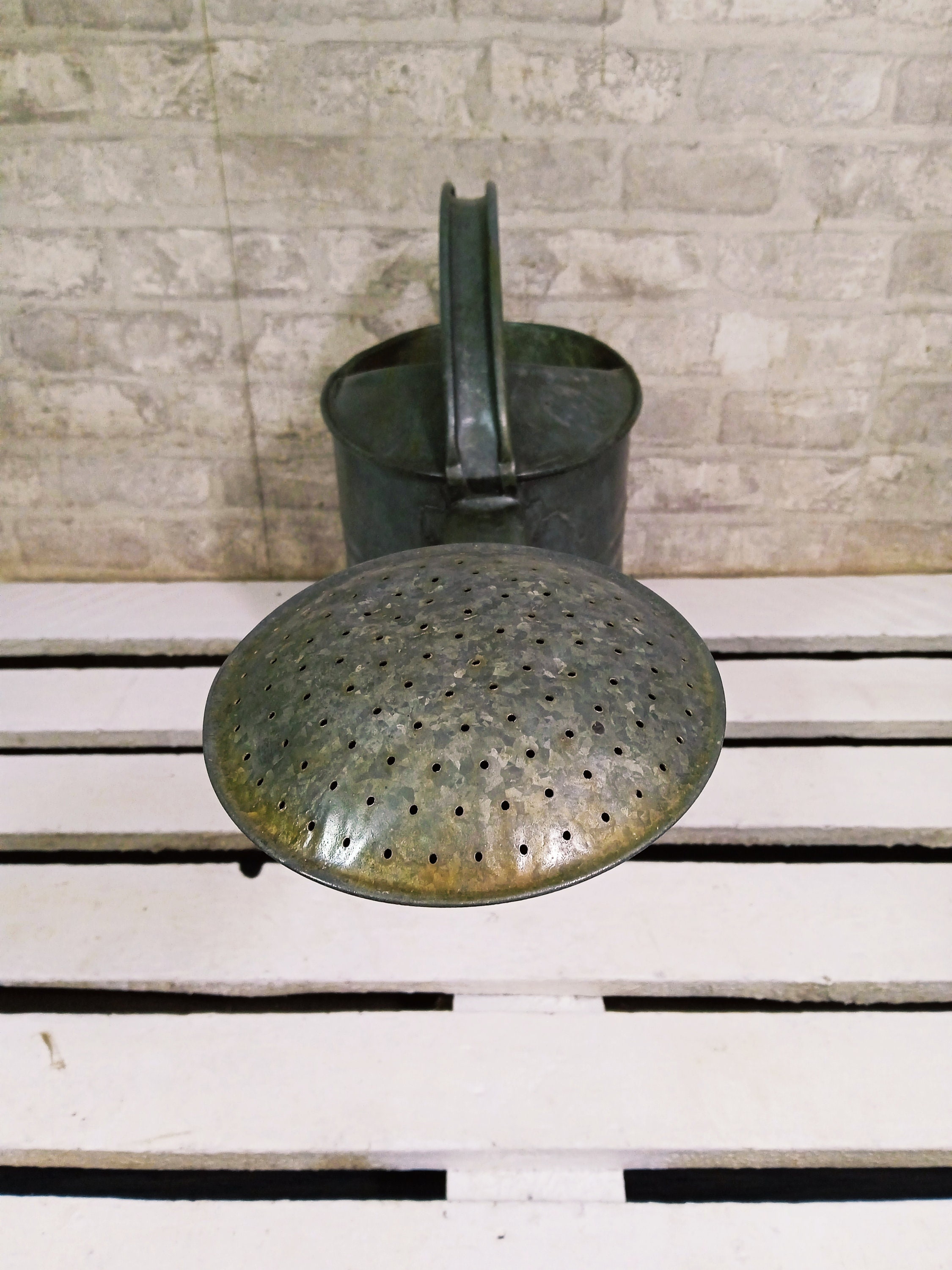 VINTAGE WATERING CAN Vintage Water Container Silver Gray Metal ...