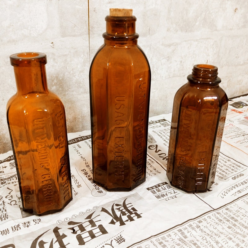 Retro Glass Bottle - Etsy