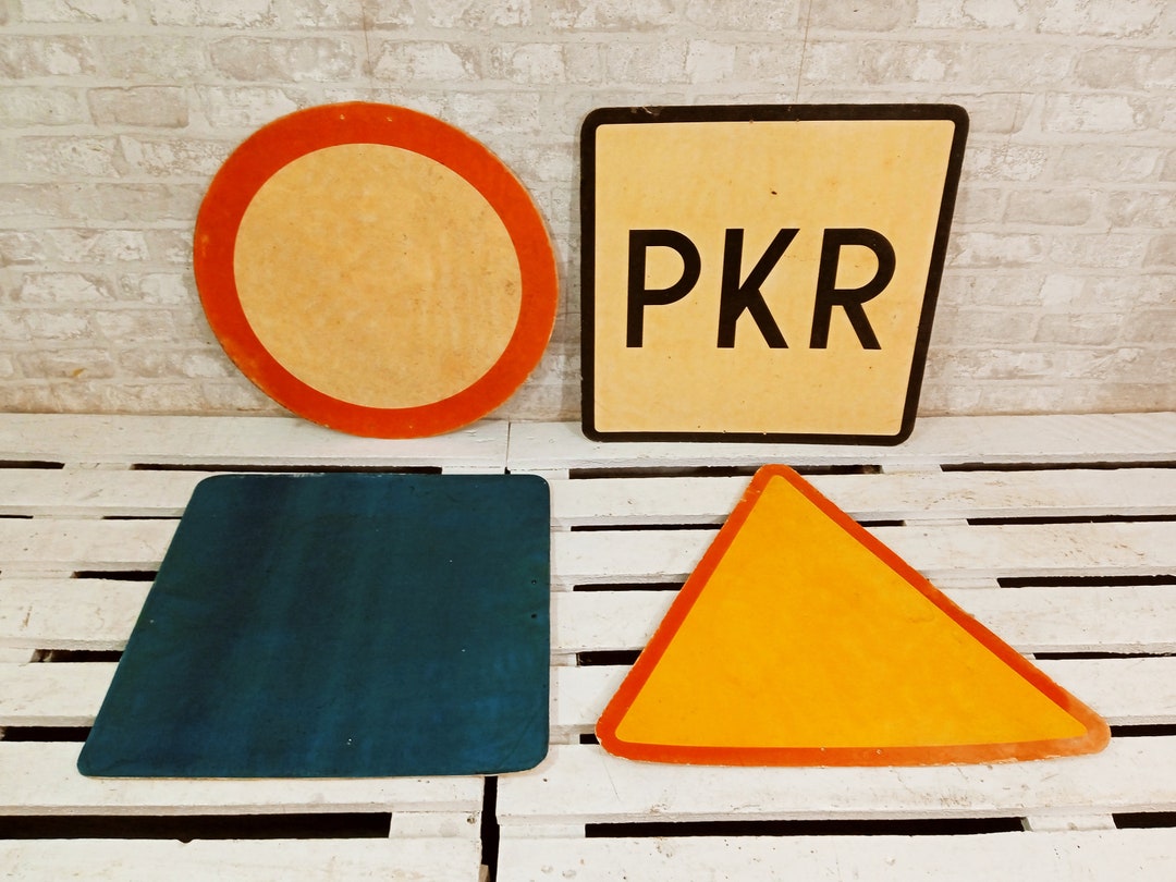 OLD SIGN DECORATIONS Polish Signs Vintage Signs Set of 4 Vintage Road ...