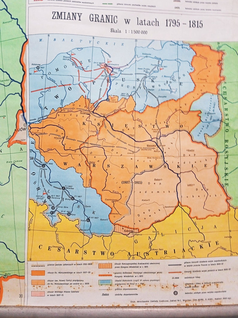 Historical Map of Polish Lands 1795-1864 Vintage Cartography ...