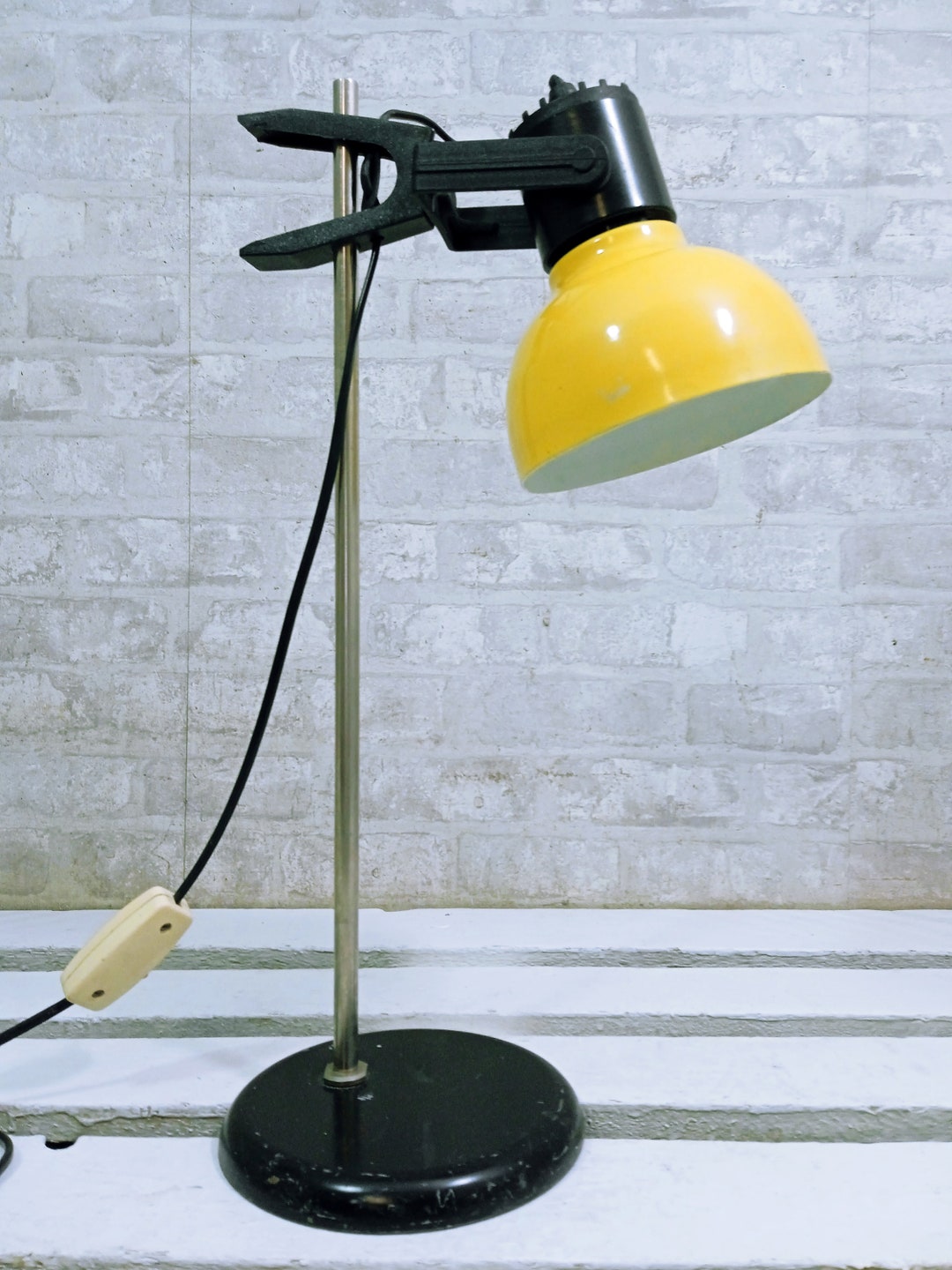 Vintage Yellow Desk Lamp, Retro Task Light, Antique Office Lamp ...