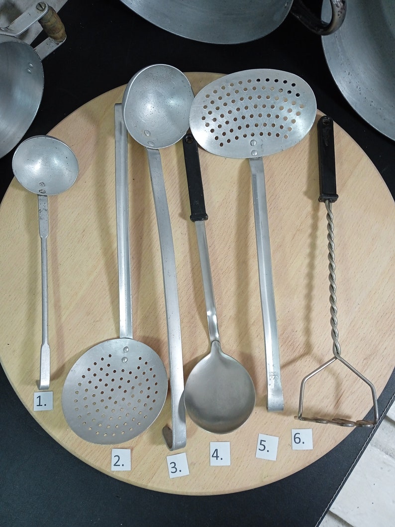 Vintage Kitchen Utensils Set, Retro Aluminum Ladle, Potato Masher ...