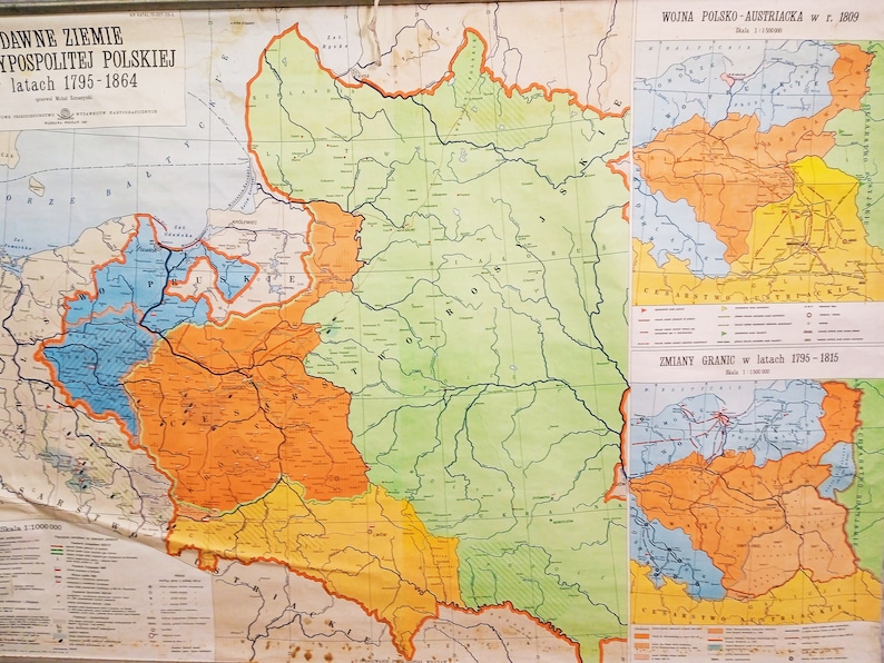 Historical Map of Polish Lands 1795-1864 Vintage Cartography ...