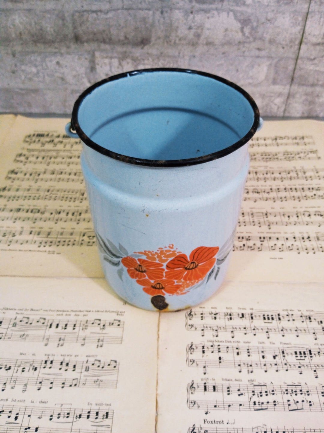 Enamel Liquid Container, Retro Enamelware Jug, Antique Liquid Storage ...