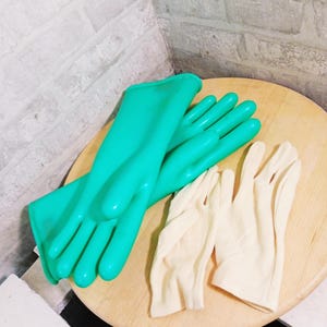 Turquoise Hospital X-ray Gloves Retro Medical Protective Gear Antique Radiology Equipment, X-ray ...