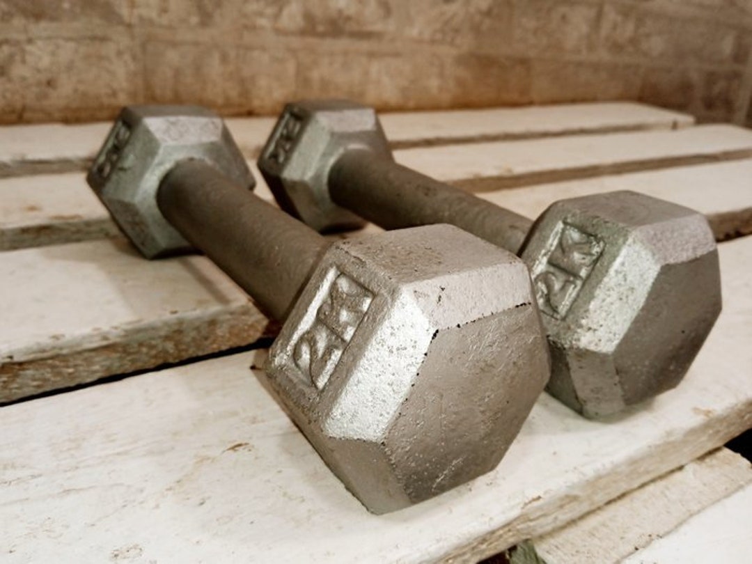 Vintage Weights Set Classic Cast Iron Dumbbells With Original Finish ...