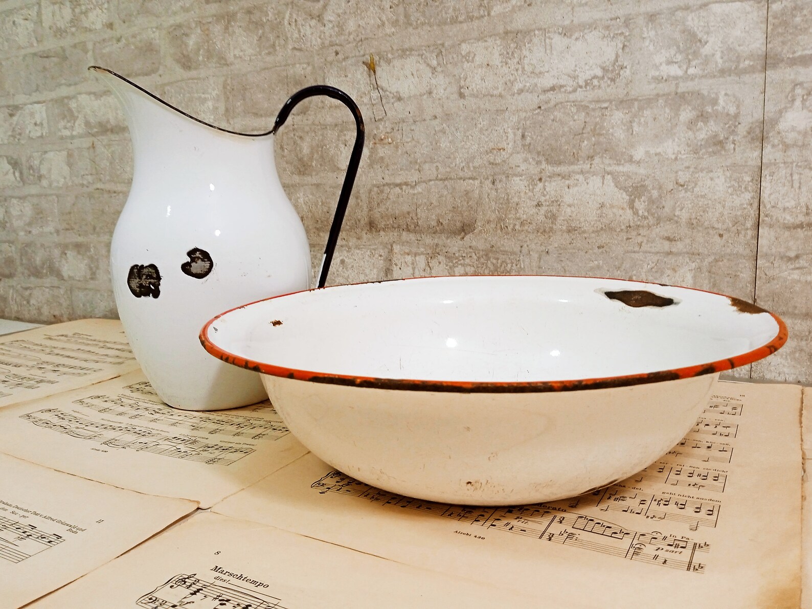 VINTAGE CLEANING SET Vintage Dish Set Old Dishes Enamel White - Etsy