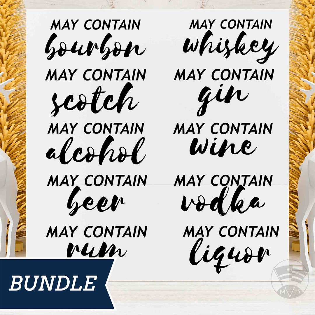 May Contain Drinks Labels Svg Png Eps Dxf Bundle Download for Personal ...