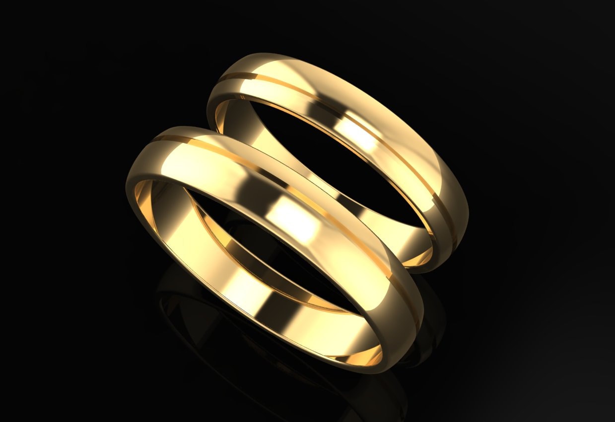 18k Gold Wedding Band Set his and Hers - Etsy