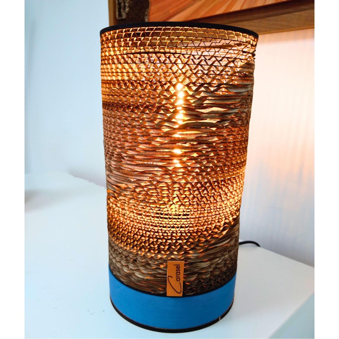 Contemporary Bedside Lamp, Cardboard Tube Lamp, Cylinder Lamp, Wooden ...
