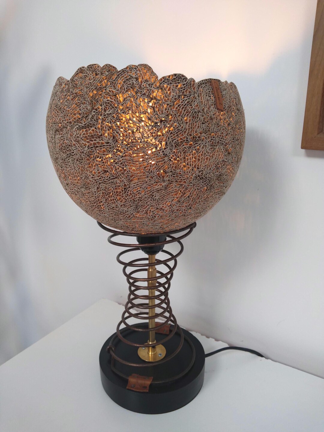 Steampunk Lamp, Metal and Cardboard Table Lamp, Ecological Design Lamp ...