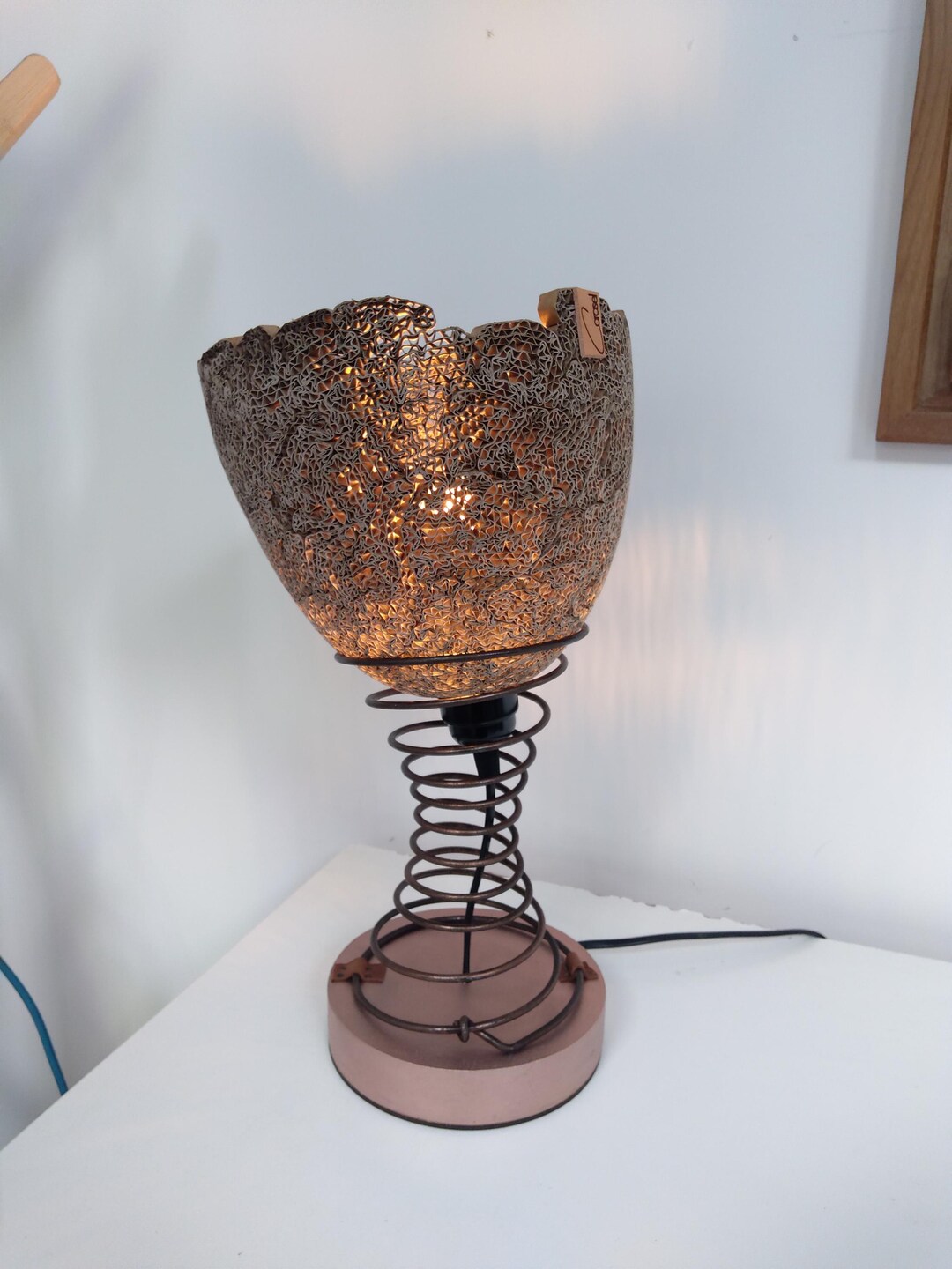 Steampunk Lamp, Metal and Cardboard Table Lamp, Ecological Design Lamp ...