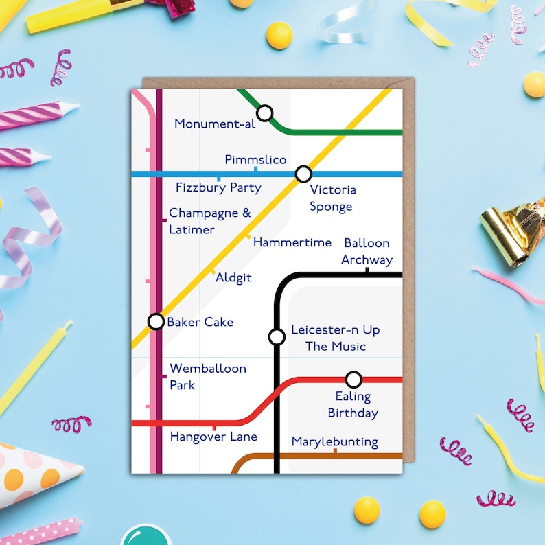London Underground Tube Style Birthday Card | Station Card | Card for ...