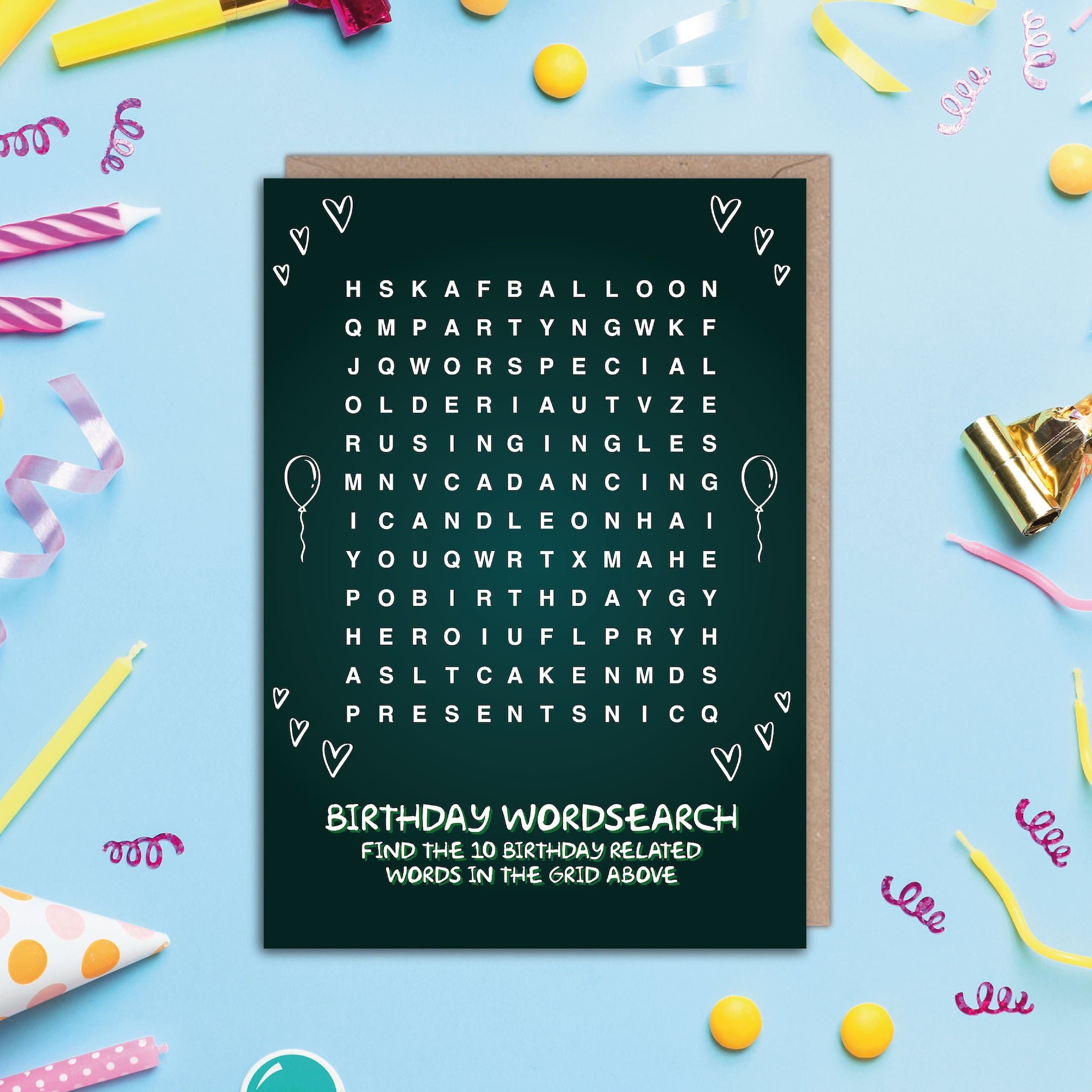 Birthday Wordsearch Fun Birthday Card Card for Mum Cute Birthday Card ...