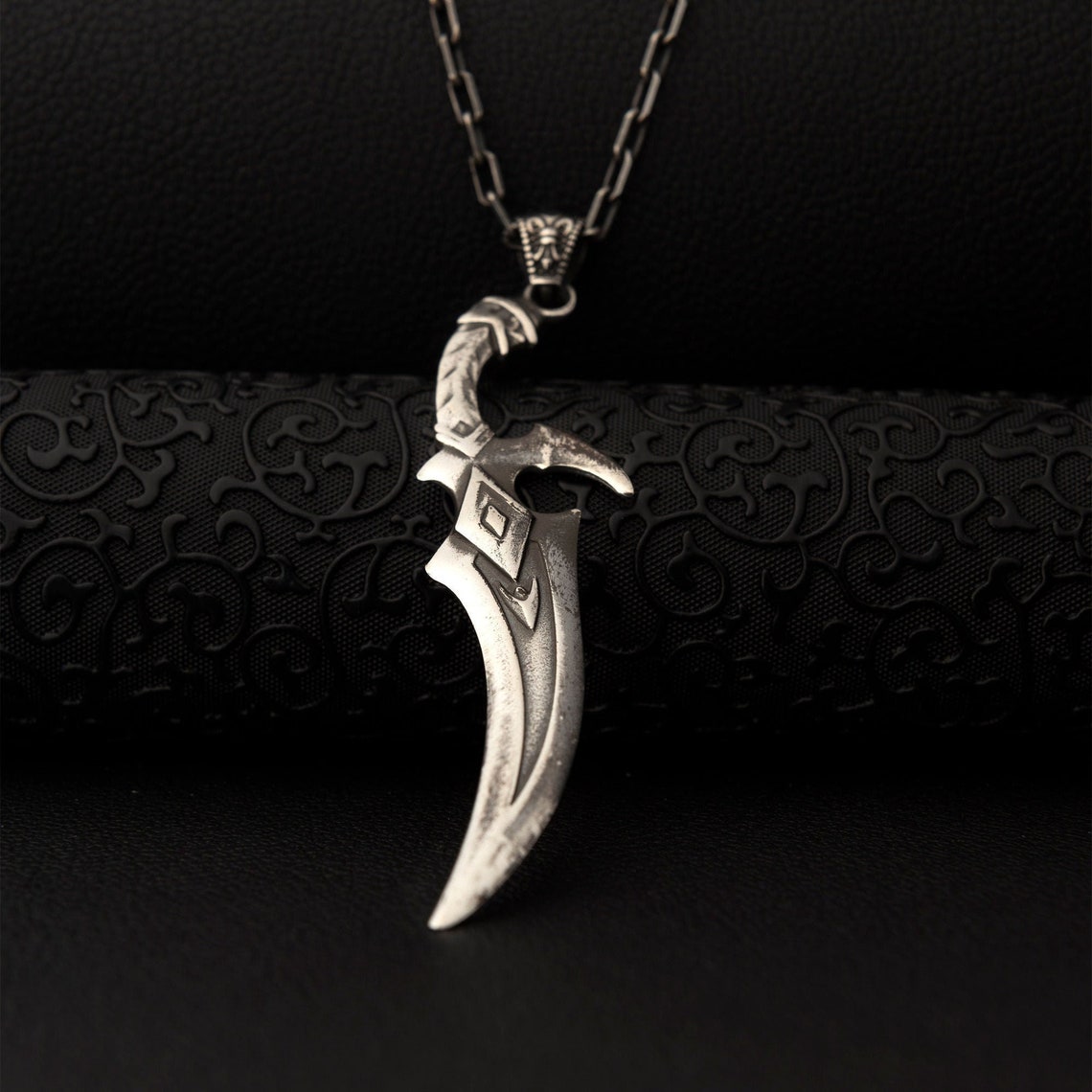 Sterling Silver Sword Necklace Men Silver Dagger Pendant - Etsy