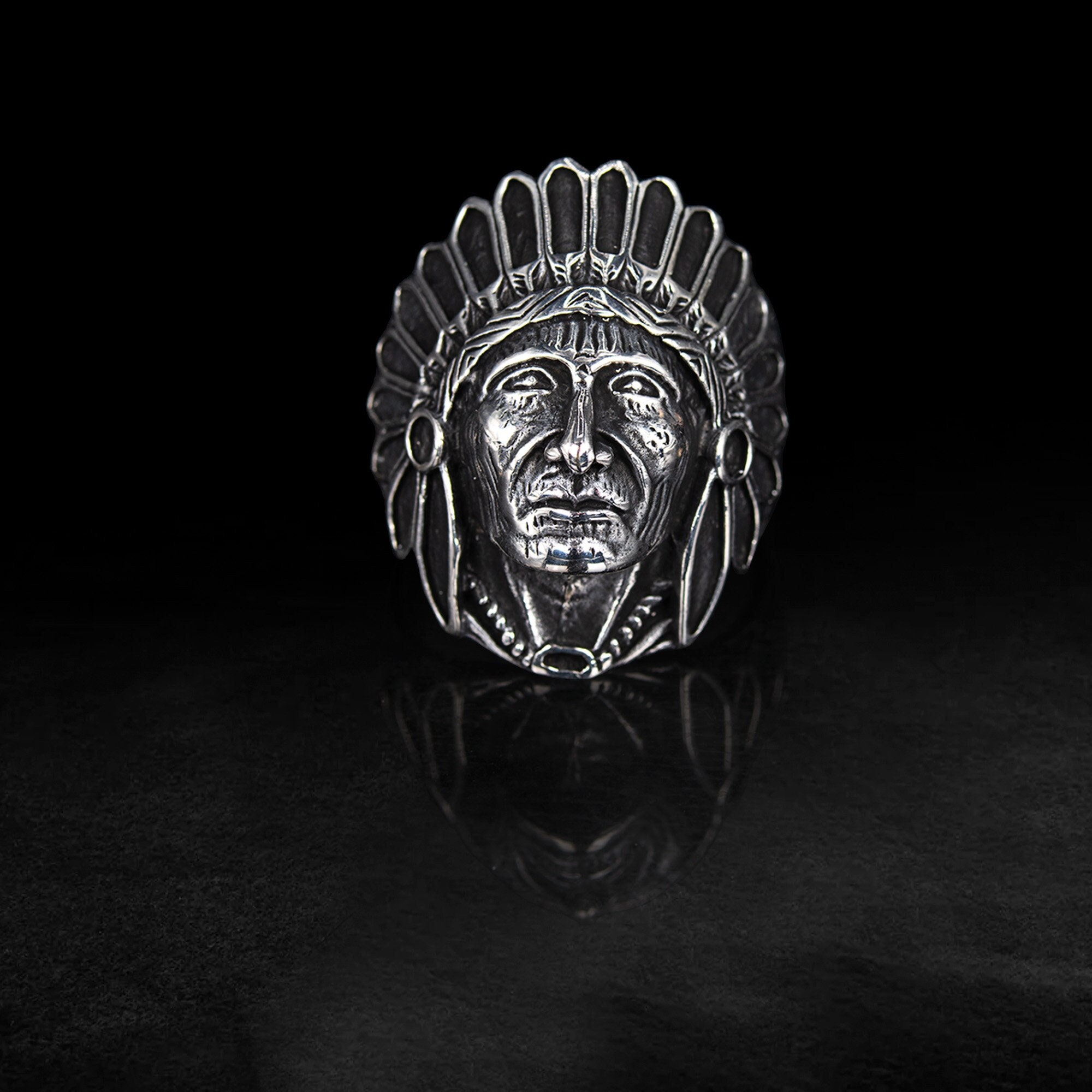 Silver Native American Indian Ring Oxidized Silver American - Etsy