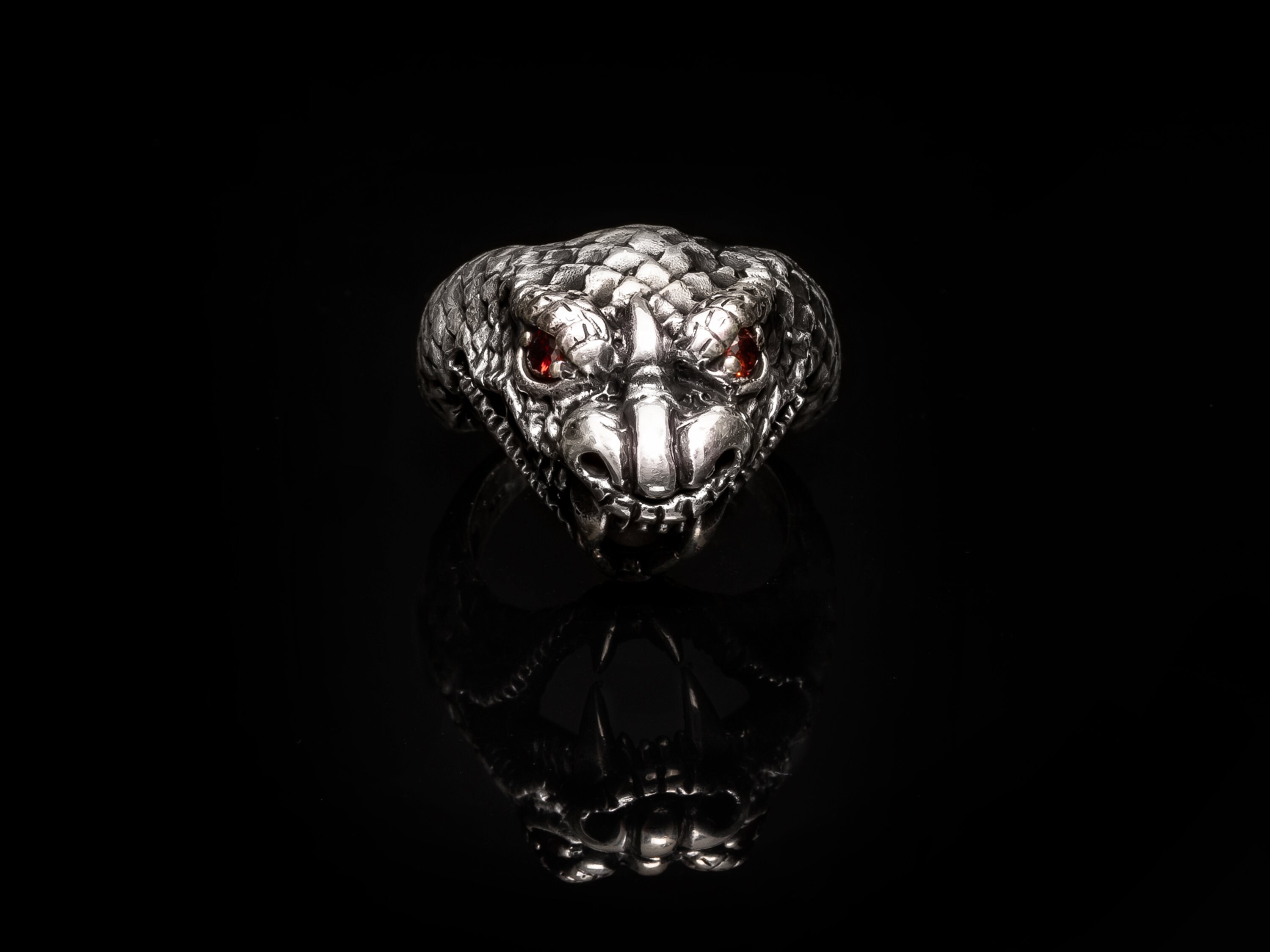 Mens Silver Snake Head Ring 925 Silver Stone Eyes Snake Ring - Etsy