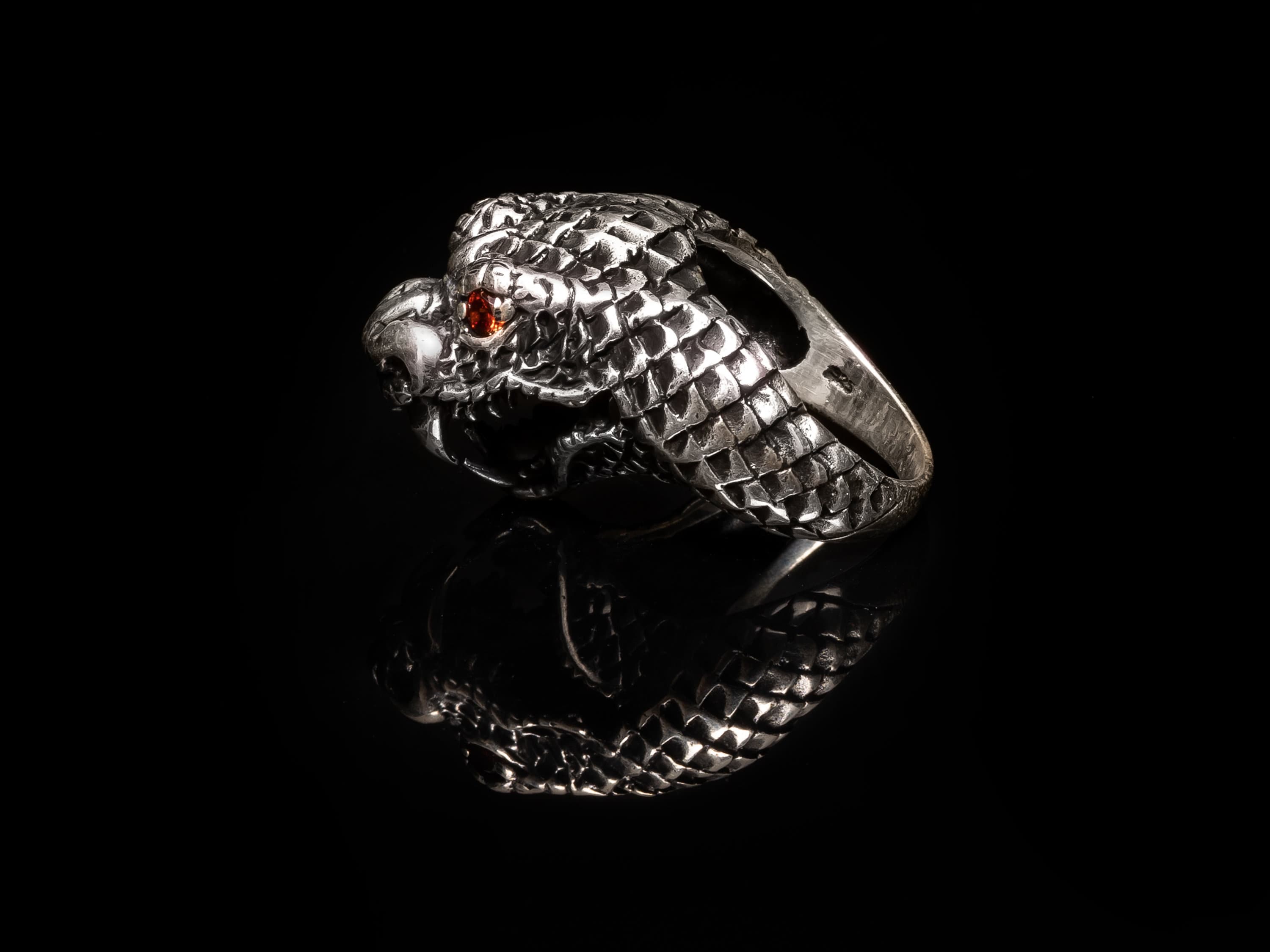 Mens Silver Snake Head Ring 925 Silver Stone Eyes Snake Ring - Etsy