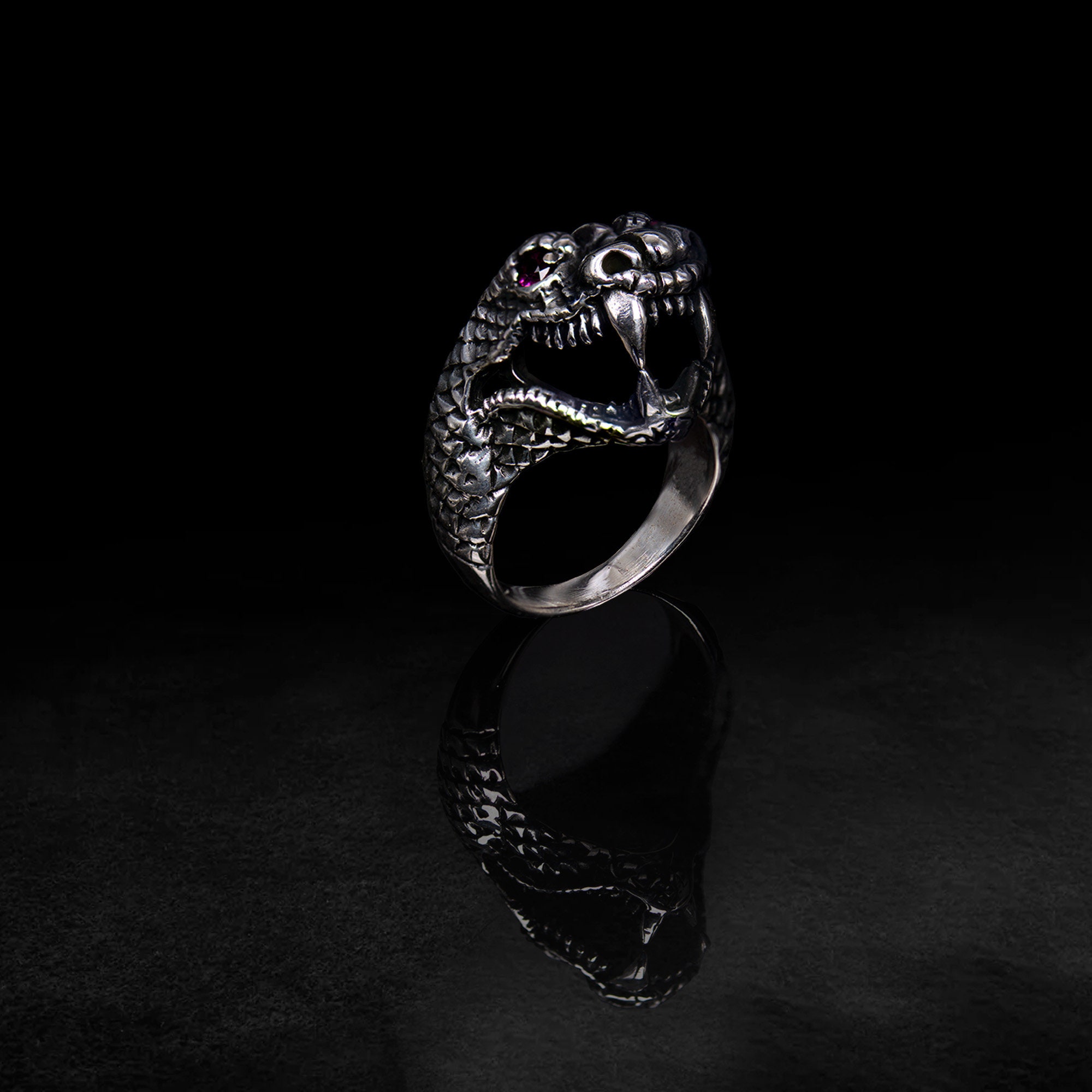 Mens Silver Snake Head Ring 925 Silver Stone Eyes Snake Ring - Etsy