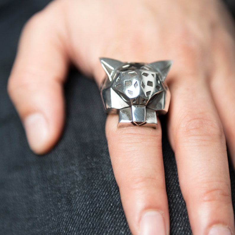 Silver Tiger Ring Solid Silver Tiger Ring Mens Tiger Ring - Etsy