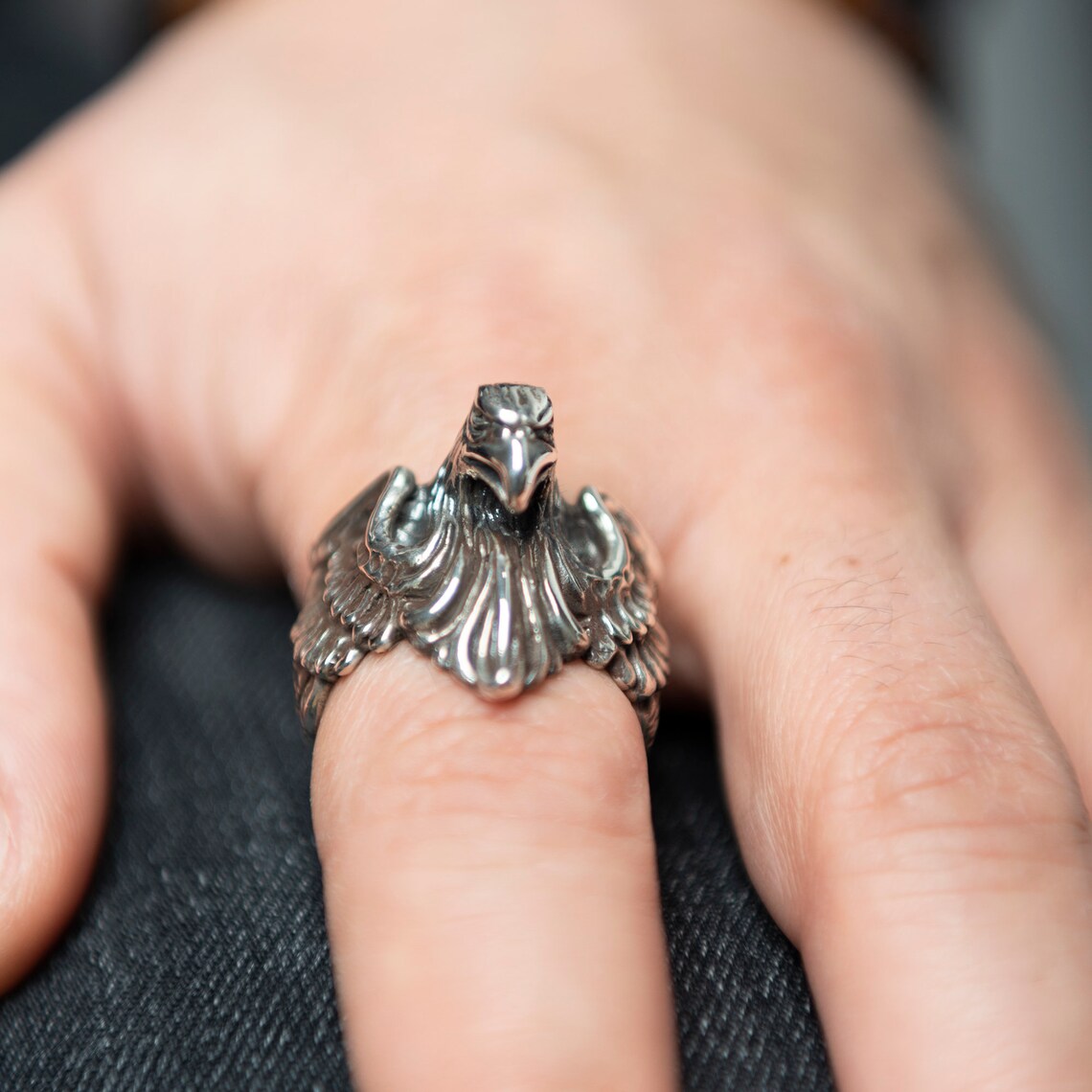 925 Silver Eagle Boho Men Ring Mens Solid Silver Eagle Ring | Etsy