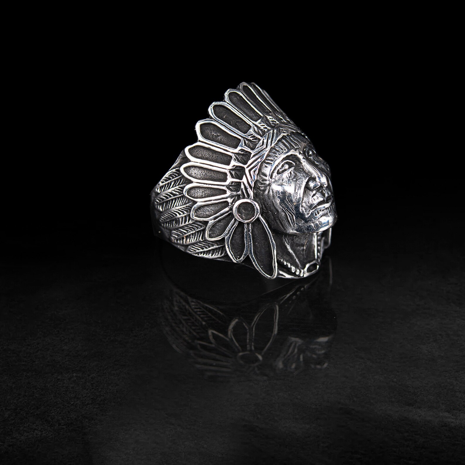 Silver Native American Indian Ring Oxidized Silver American - Etsy