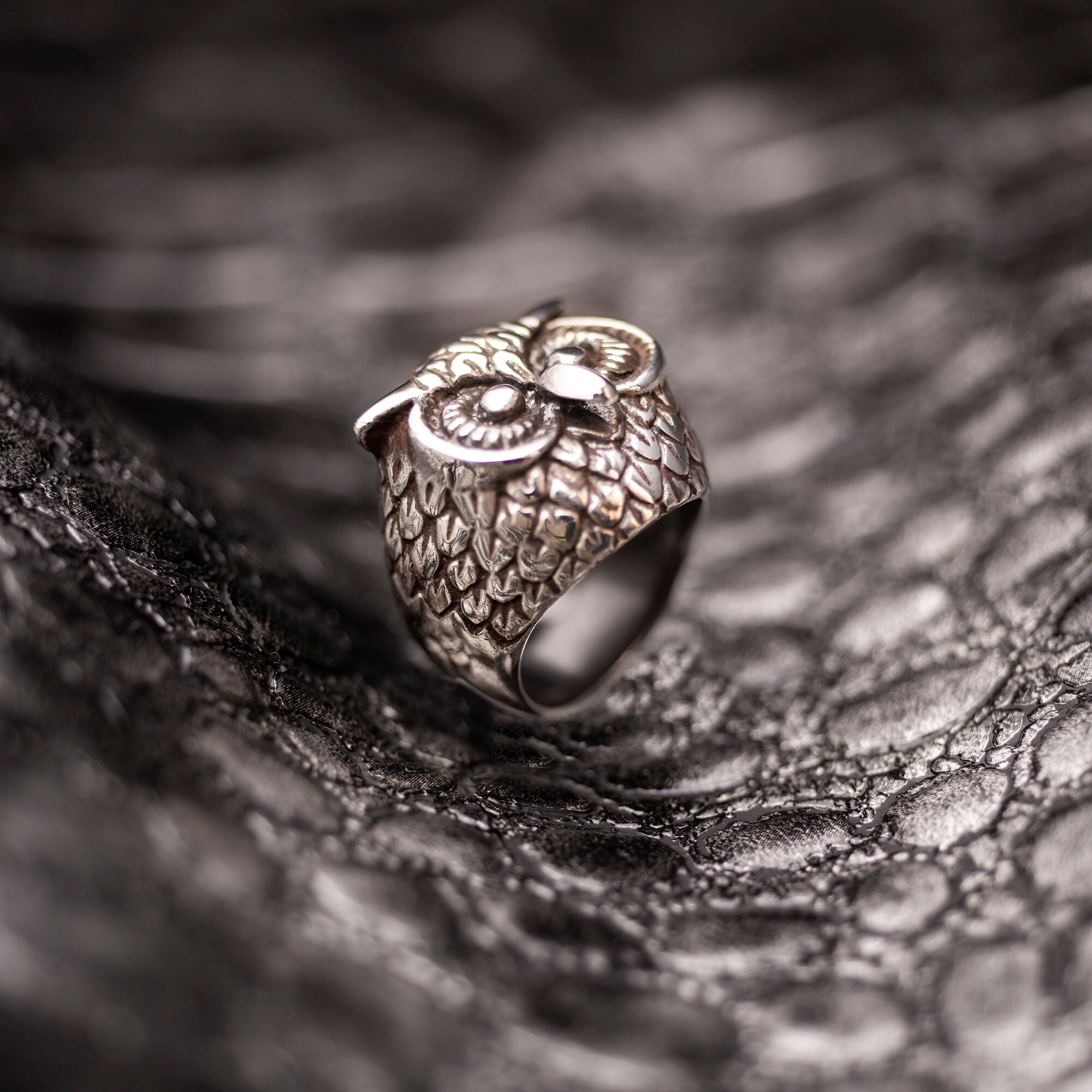 Owl Men's Ring 925k Sterling Silver Silver Oxidized Owl - Etsy
