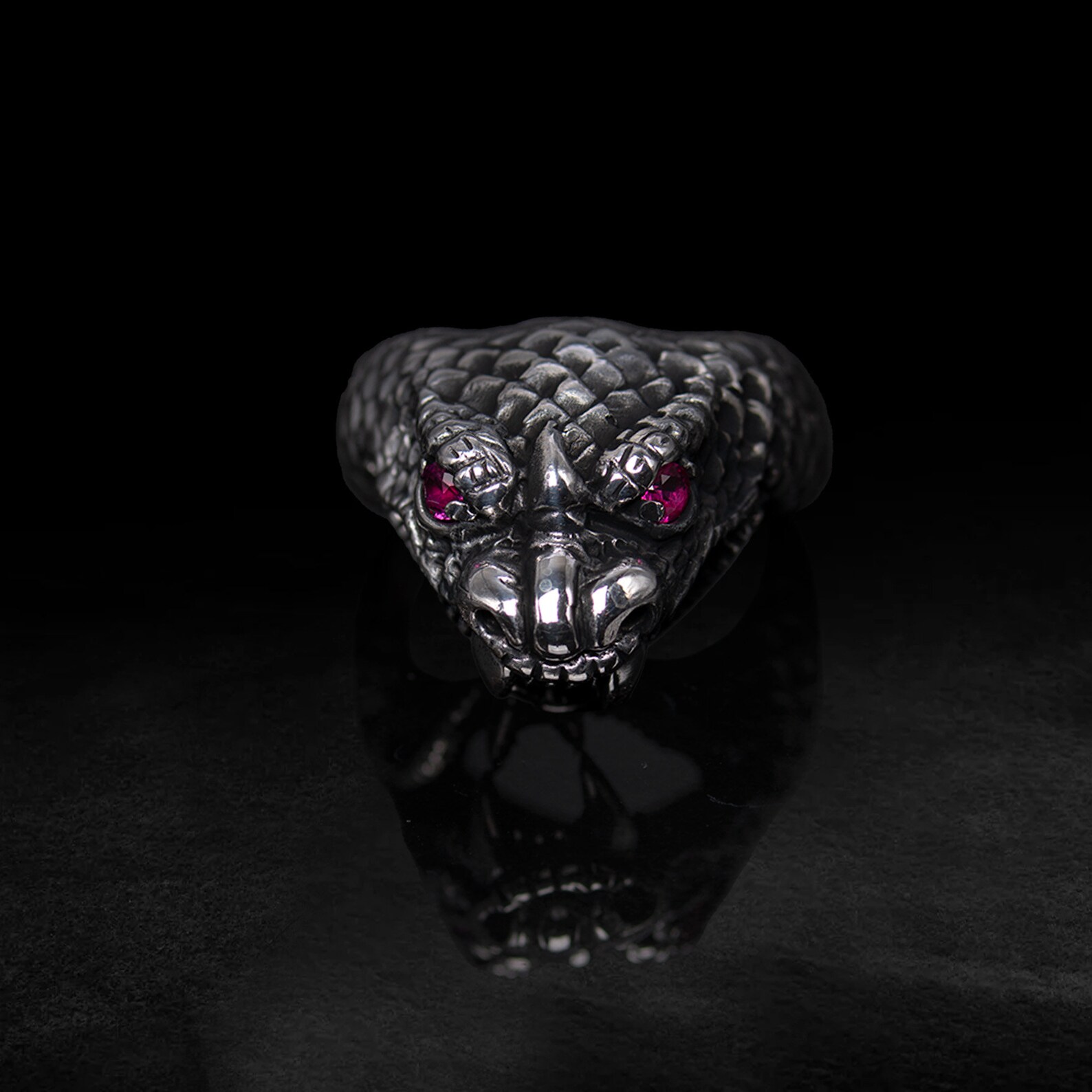 Mens Silver Snake Head Ring 925 Silver Stone Eyes Snake Ring - Etsy