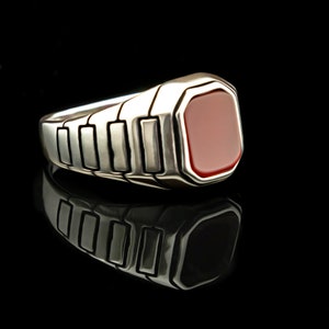 Round Gemstone Signet Red Ruby Ring Silver Greek Men Rings - Etsy