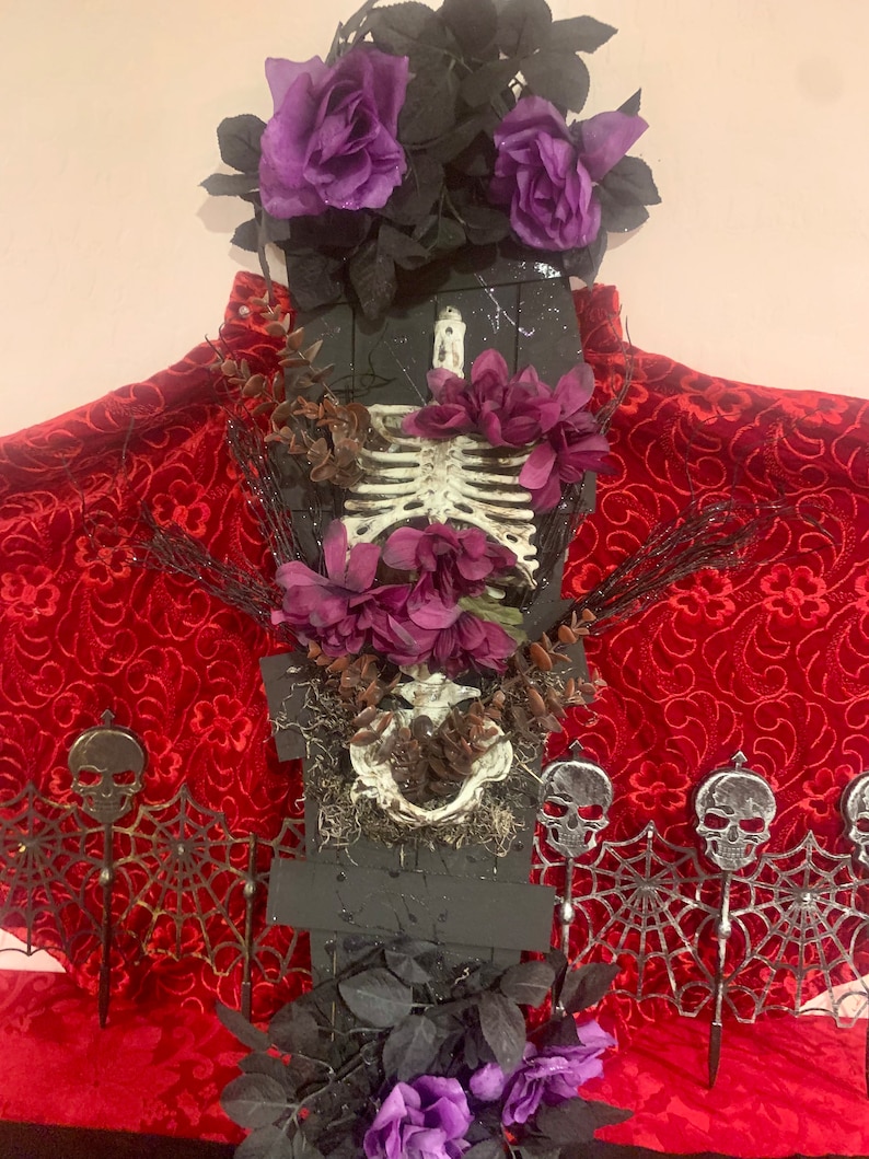 Skeleton Torso Coffin Hanging Plaque, Halloween Decor, Skeleton Coffin ...