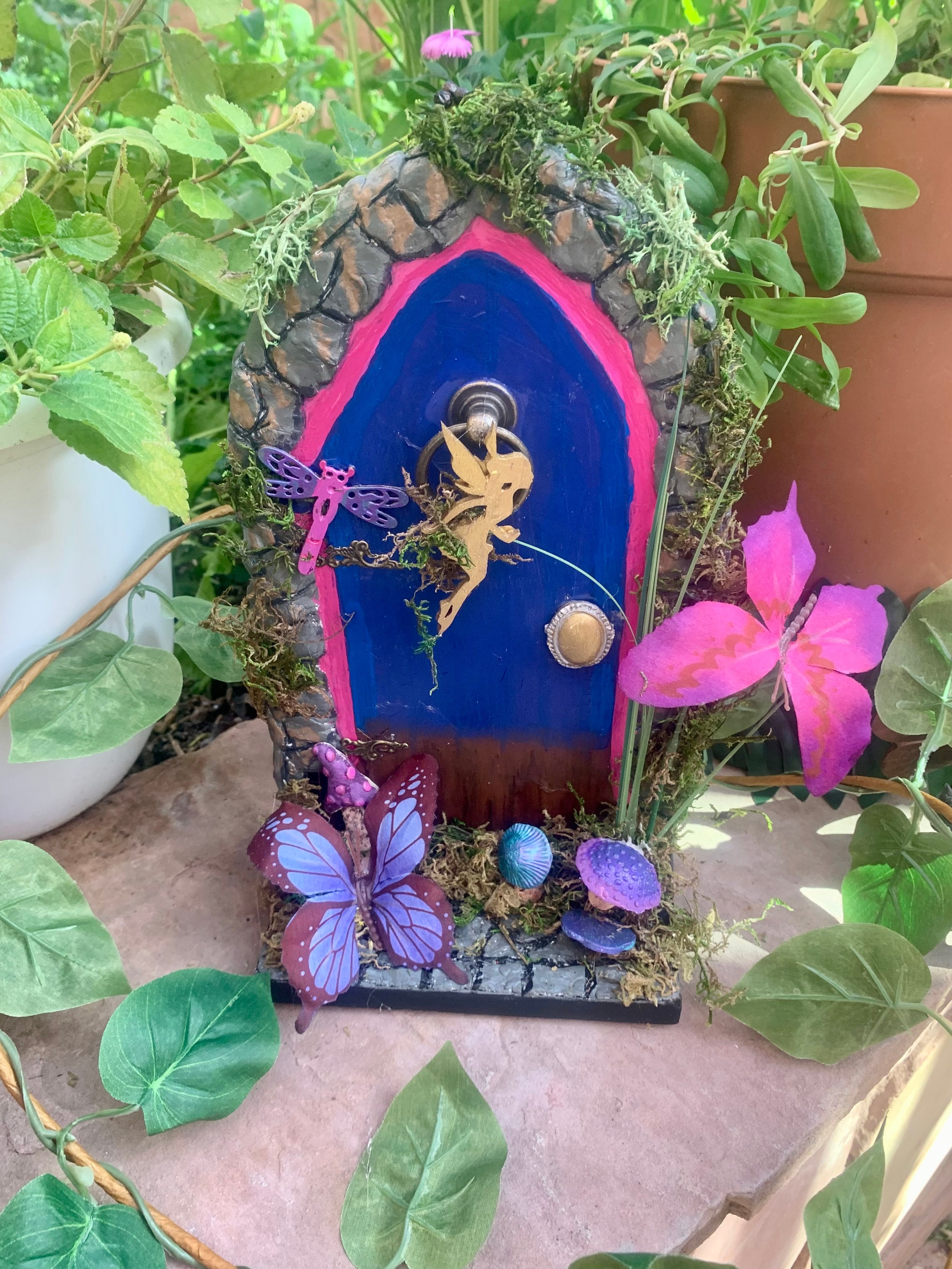 Enchanted Blue Magical Fairy Door, Whimsical Fae Portal, Magical Fairy House, Gnome Home ...