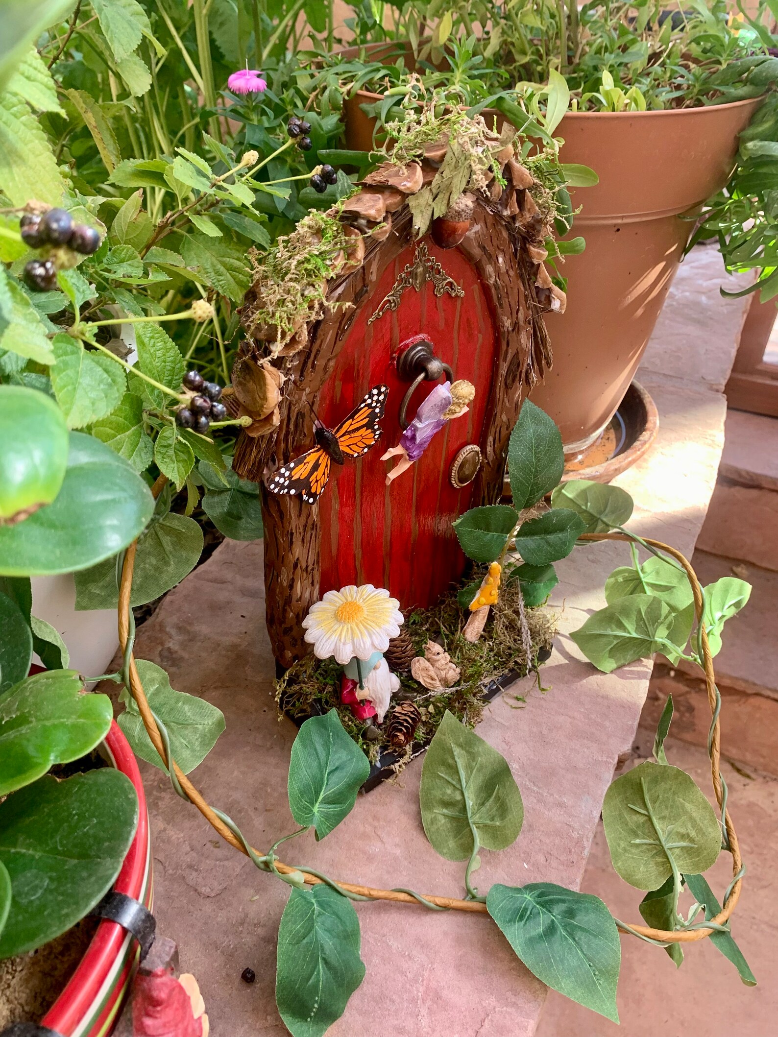 Whimsical Red Fairy Woodland Door, Fae Forest Door, Fairy Garden ...