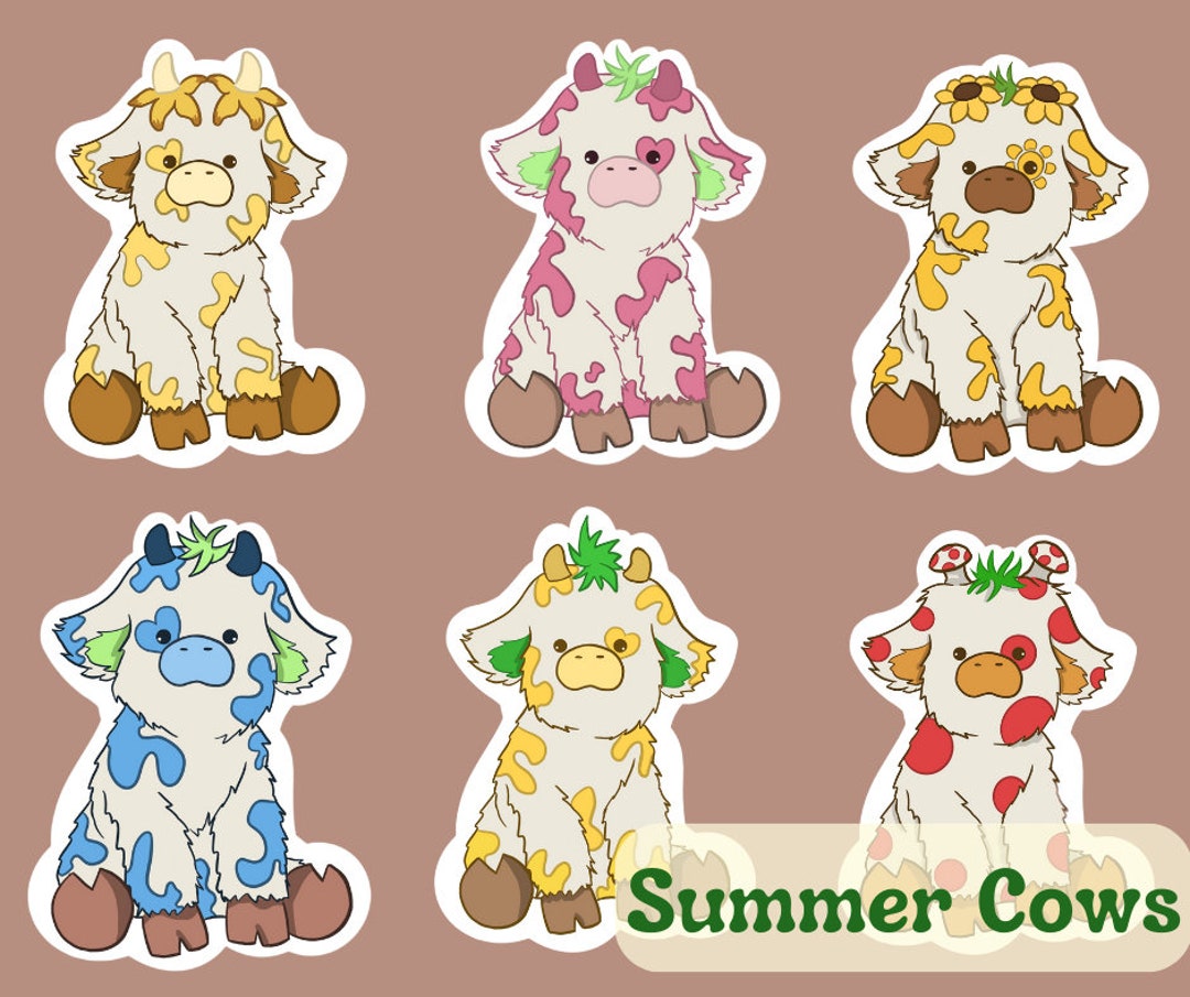 Cute Cow Digital Sticker Kawaii Flavor Cow Sticker Cow Clipart Cottage ...