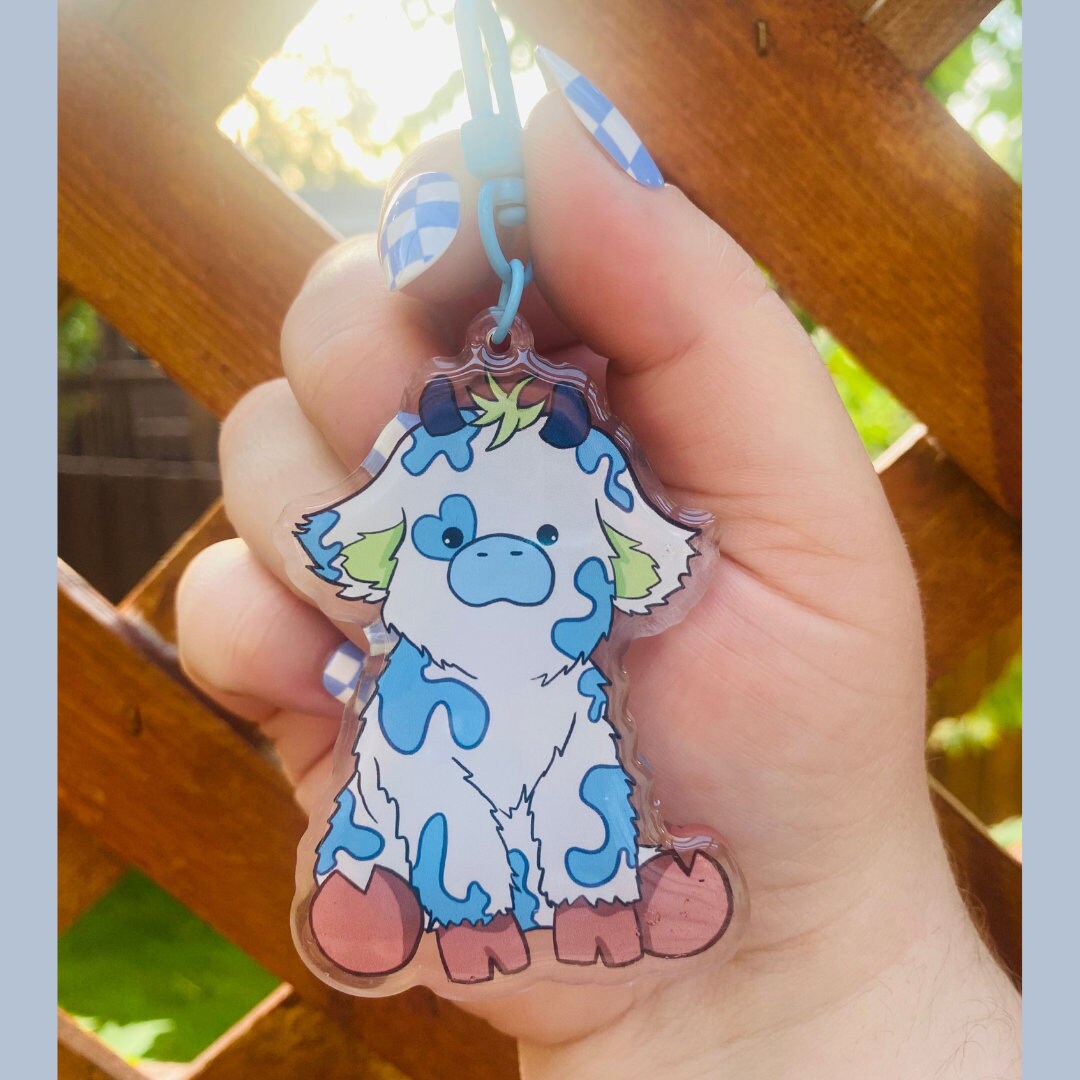 Blueberry Cow Keychain, Kawaii, Blue Cows, Cottage Core, Fruit Cow ...