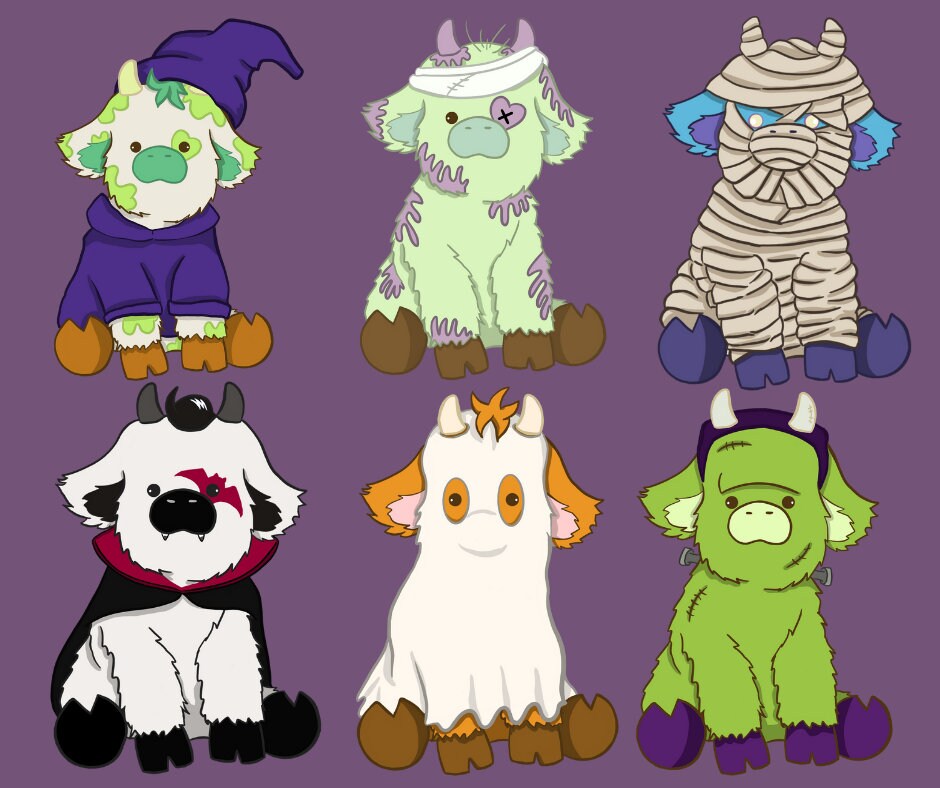 Halloween Cow Digital Sticker Kawaii Cow Vinyl Sticker Cow Sticker Cow ...