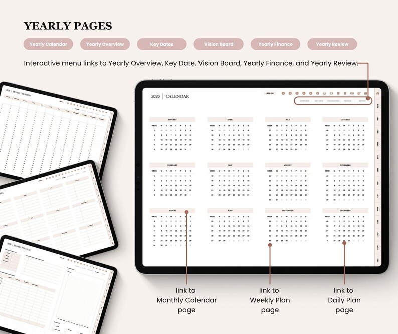Minimalist Digital Planner Bundle: 2025, 2026, 2027, Undated, Boho ...