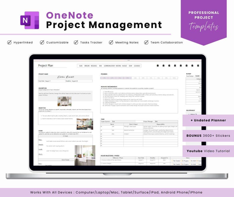 Onenote Project Planner: Professional Project Management Template (900 ...
