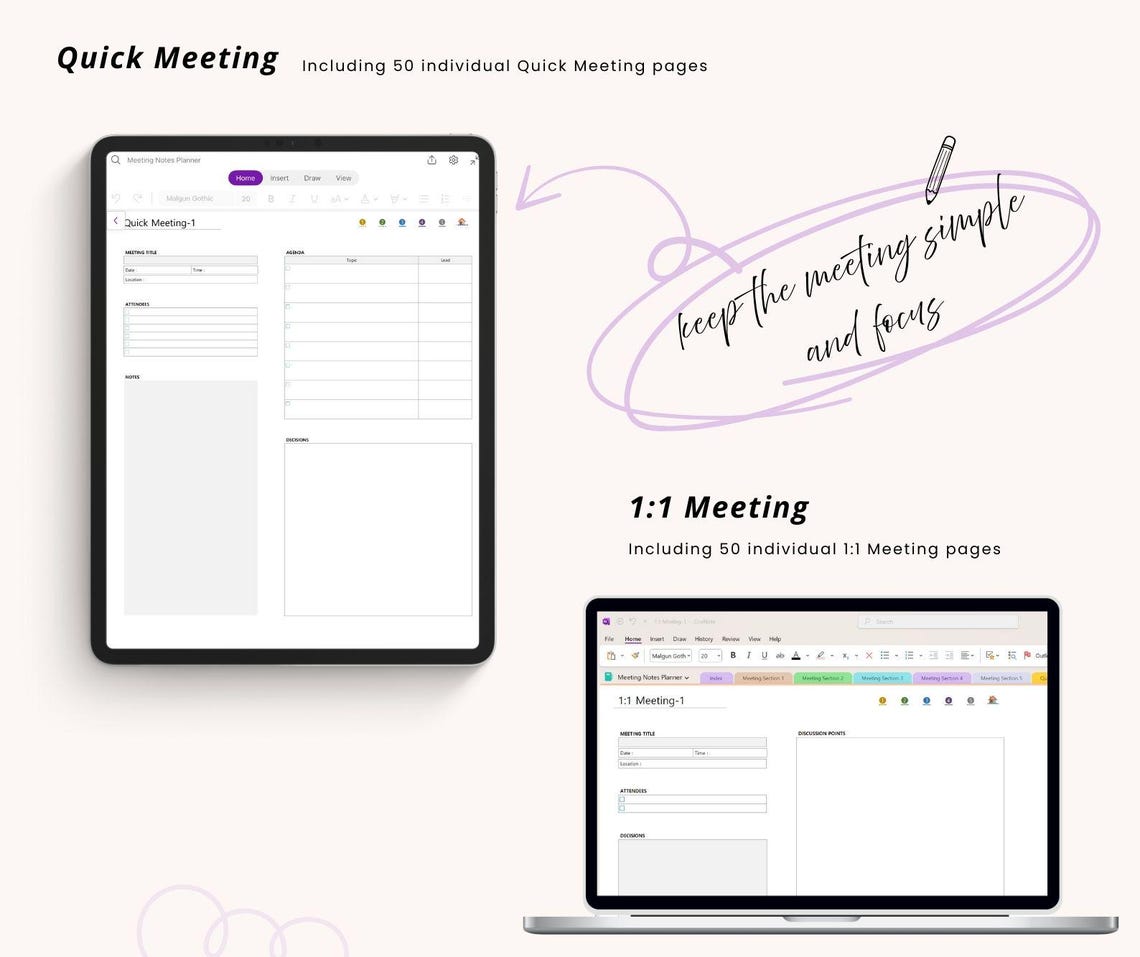 Onenote Meeting Notebook: Hyperlinked, Customizable, for Professional ...
