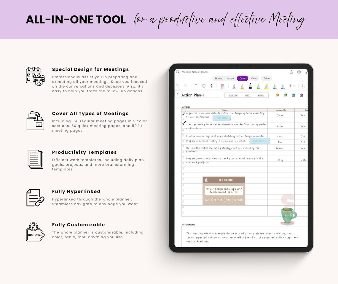 Onenote Meeting Notebook: Hyperlinked, Customizable, for Professional ...