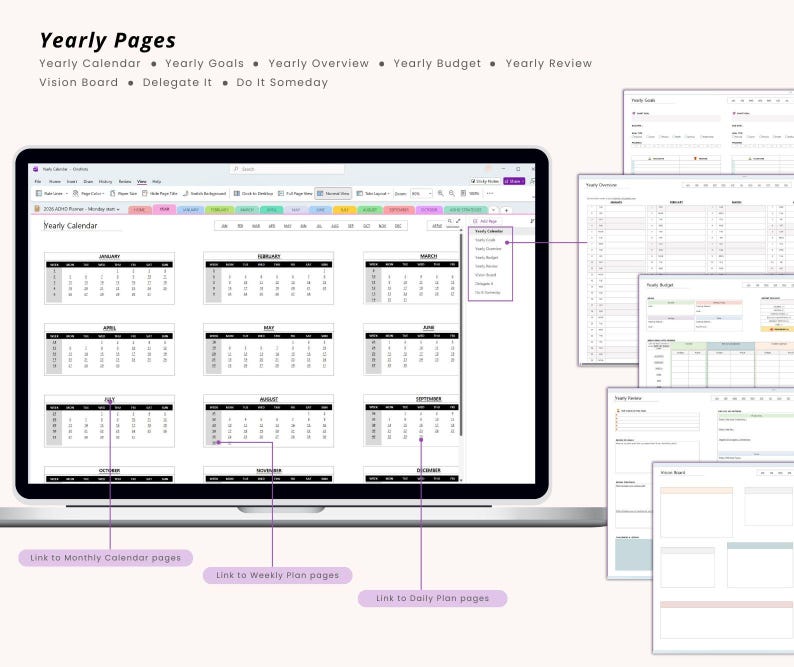 2026 Onenote ADHD Planner: Focus Productivity Self-care Templates ...