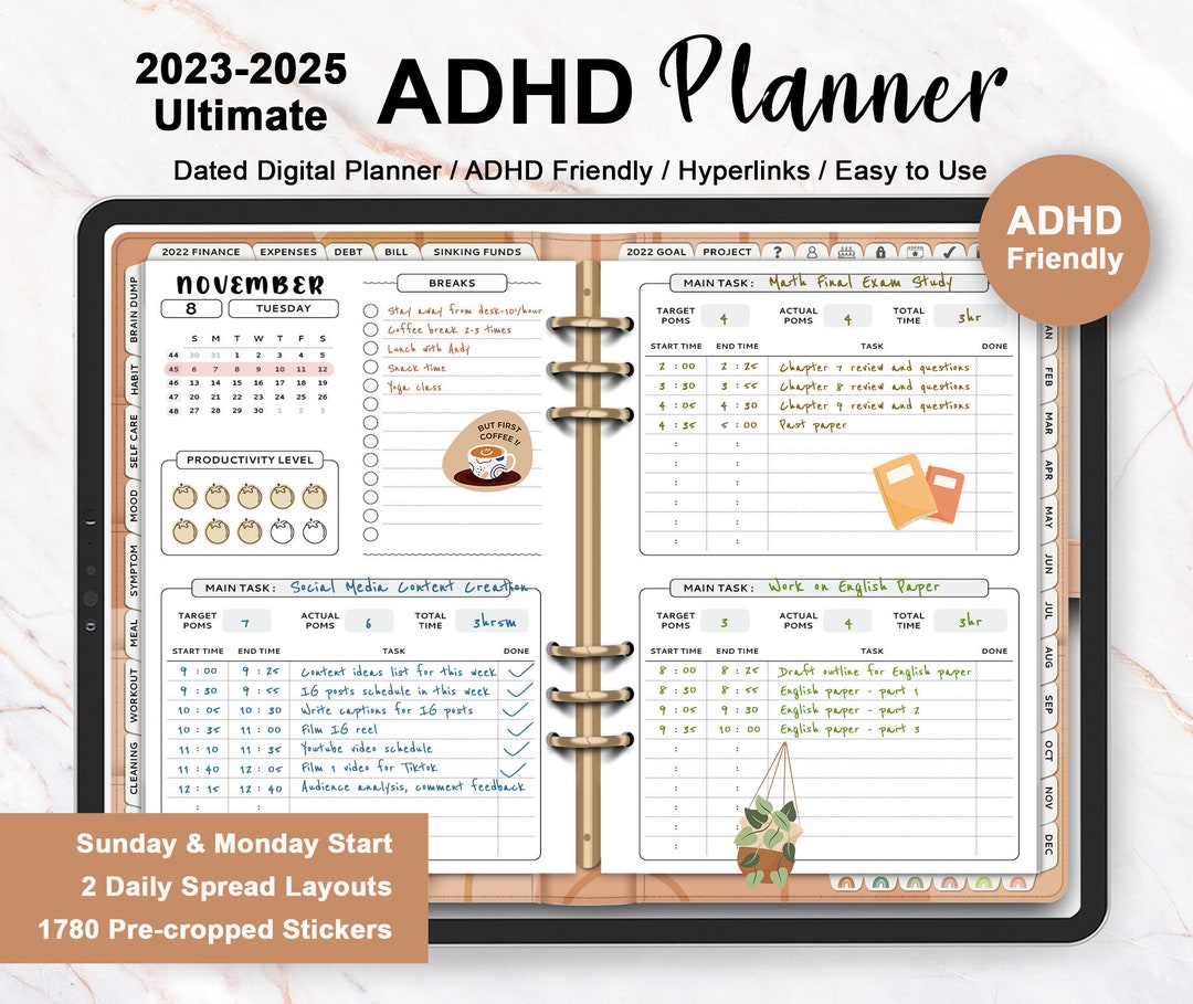 ADHD Digital Planner Adult ADHD Planner ADHD Daily Planner - Etsy