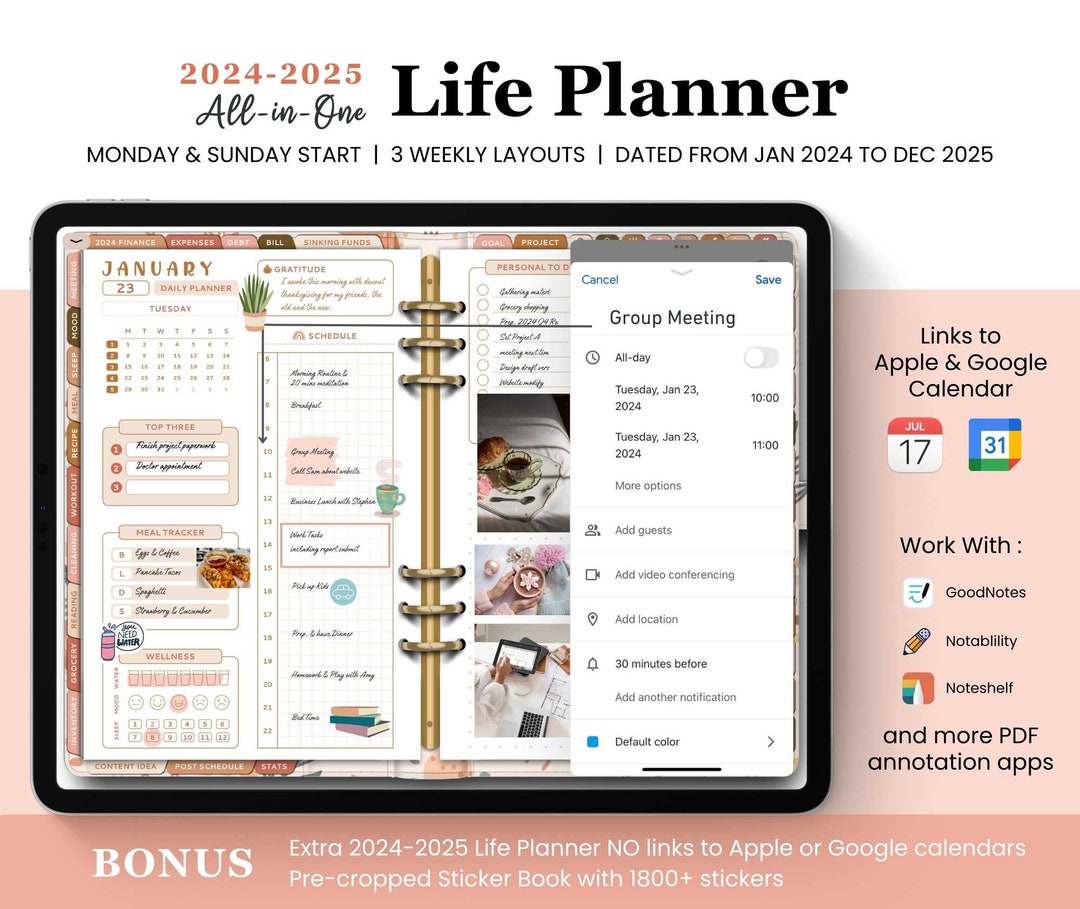 All in One Life Planner, 2024 2025 Digital Planner,boho Digital Planner ...