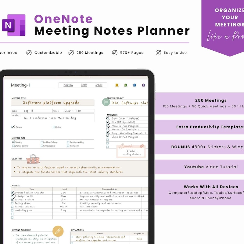 1:1 Onenote Templates - Etsy
