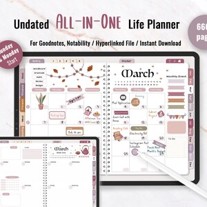 Undated Life Planner, All in One Digital Planner, Undated Digital ...